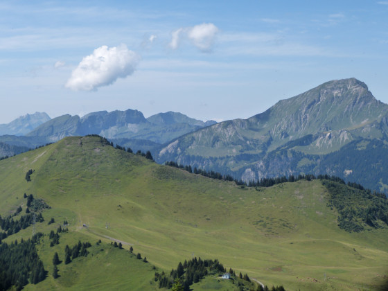 Cheval Blanc, Bec du Corbeau and Pointe de Bellevue from Super Chatel ...
